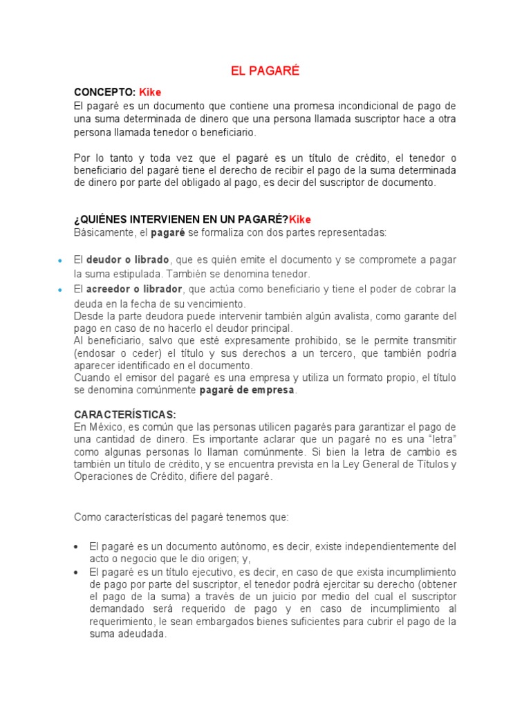 El Pagaré | PDF | Pagos | Derecho privado