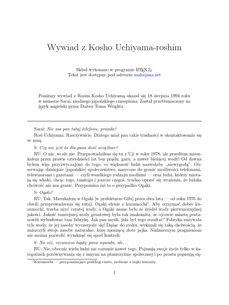 Wywiad Z Uhiyama-Roshim | PDF