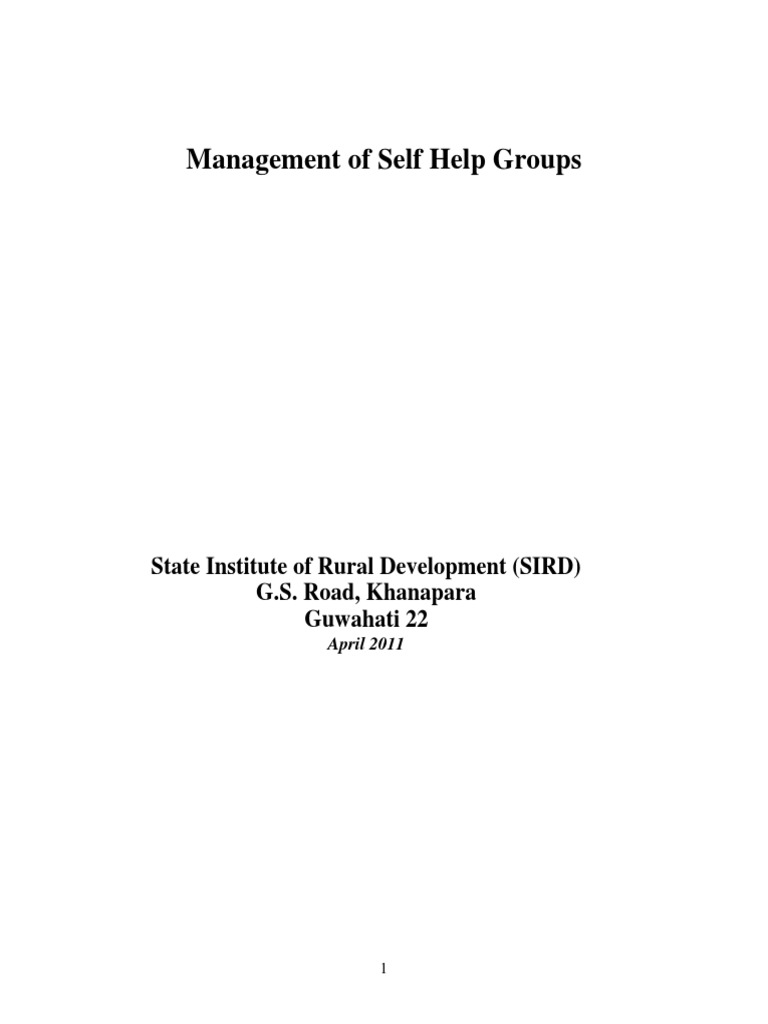 Management of Self Help Groups Guide | PDF | Leadership | Capacity Building