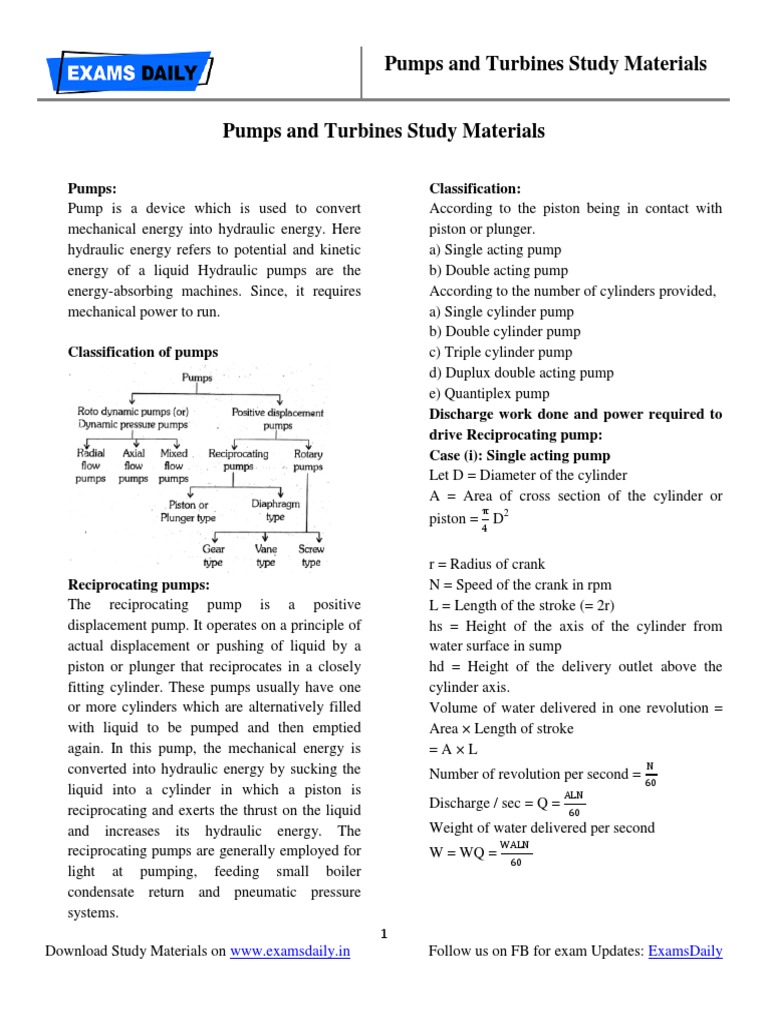 Engineering Exam Prep: Pumps & Turbines | PDF | Pump | Turbine