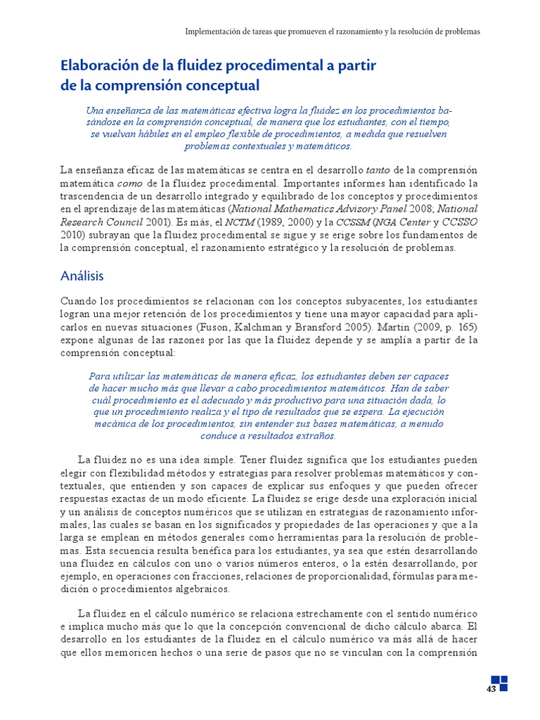 Elaboracion de La Fluidez Procedimental A Partir de La Comprension ...