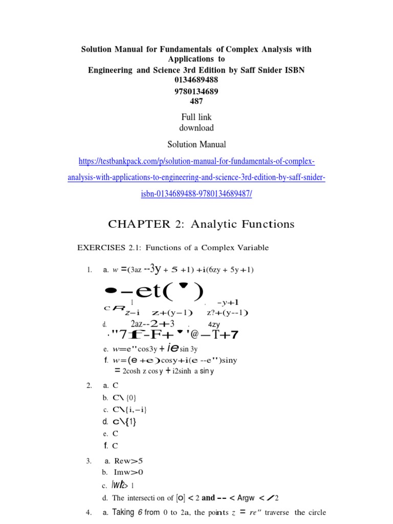 Fundamentals of Complex Analysis With Applications To Engineering and ... Fundamentals of Complex Analysis With Applications To Engineering and ...