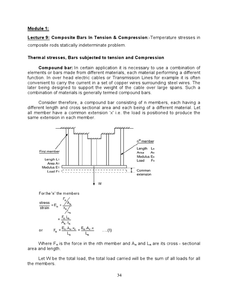 Composite Bars in Tension & Compression | PDF | Thermal Expansion ...