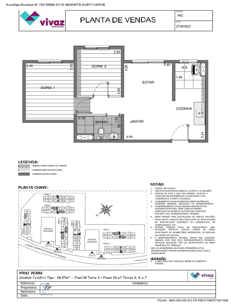 Planta Tipo - 38,57m - Torre 2 Final 08 - Torres 3, 4, e 7 Finais 06 e 7 PLANTA | PDF