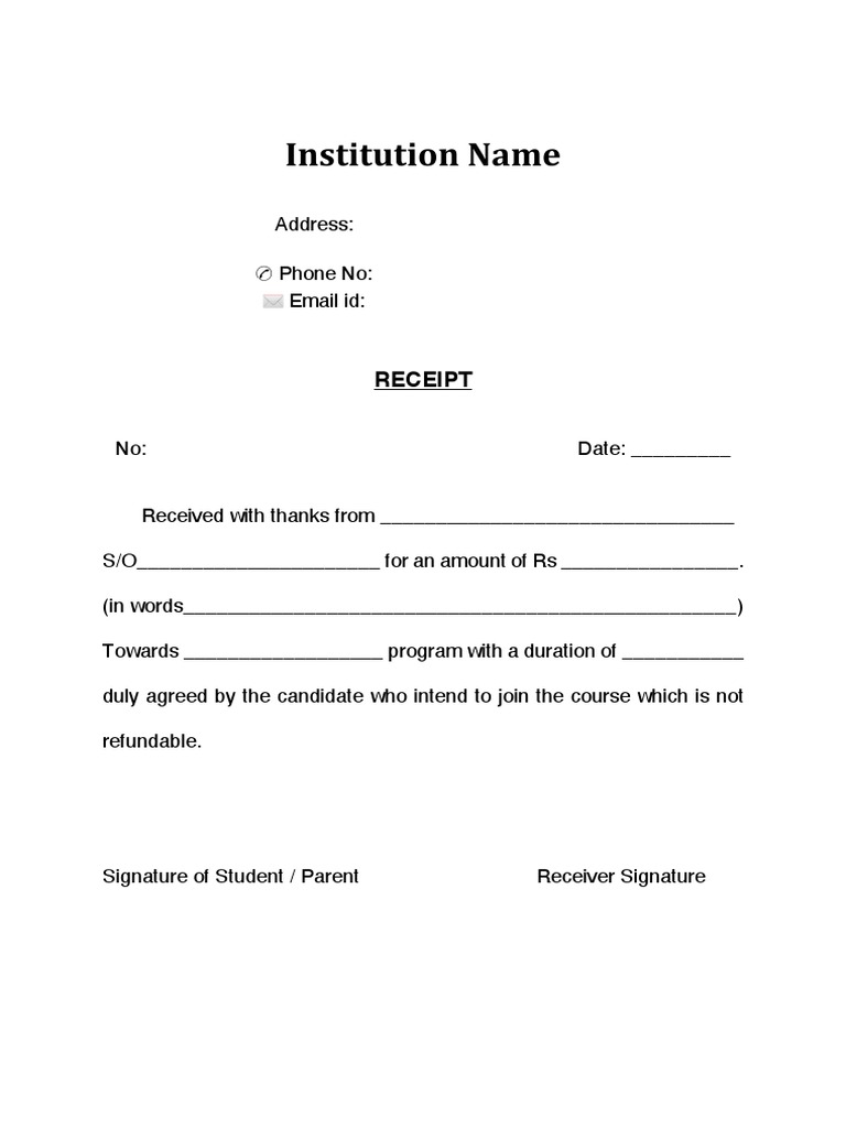 Coaching Classes Fee Receipt Format 2 | PDF