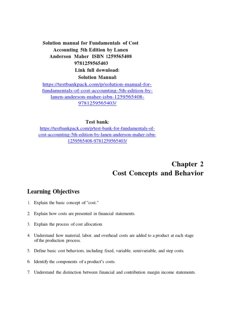 Cost Accounting Guide for Instructors | PDF | Inventory | Cost