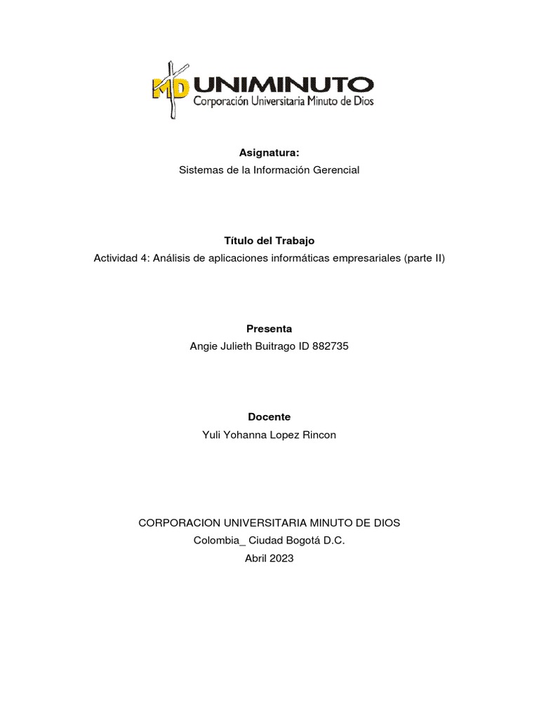 Actividad 4 Analisis De Aplicaciones Informaticas 2 Pdf Gestión De