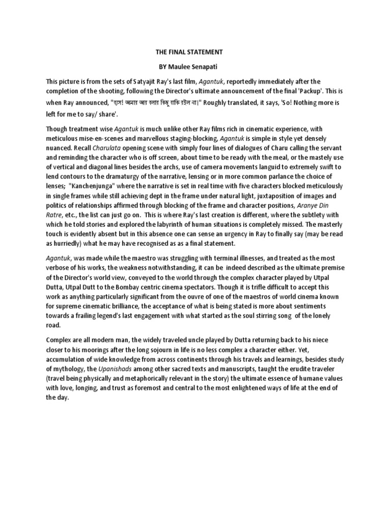 The Final Statement BY Maulee Senapati | PDF