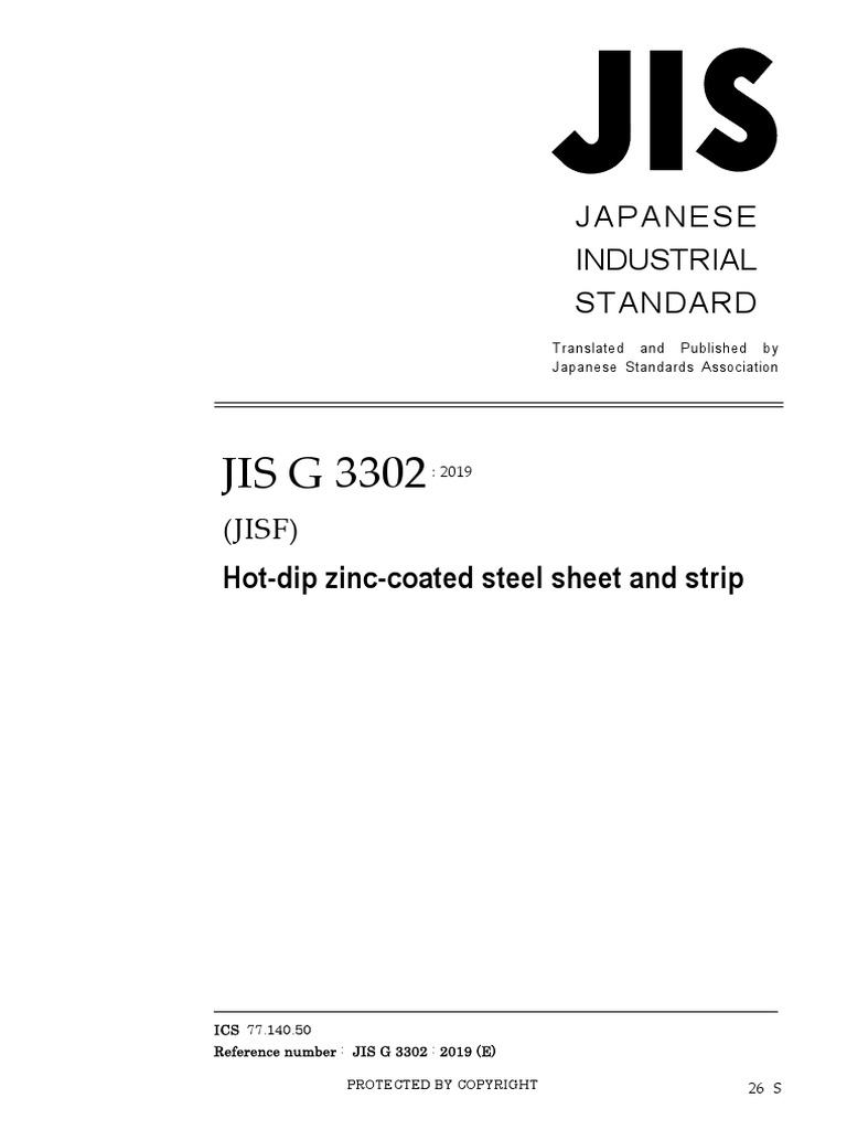 Pre Jis G 03302 000 000 2019 e Ed10 CH | PDF | International Organization For Standardization ...