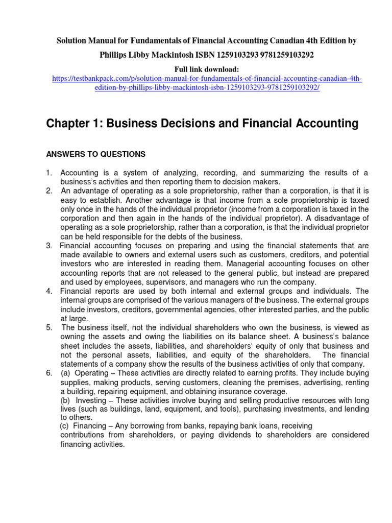 Fundamentals of Financial Accounting Canadian 4th Edition by Phillips ...