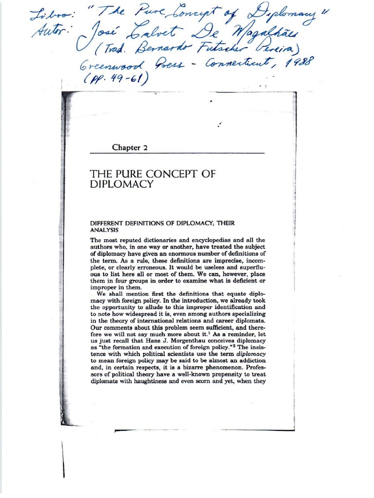 CURSO DIPLOMACIA - The Pure Concept of Diplomacy - Magalhaes | PDF