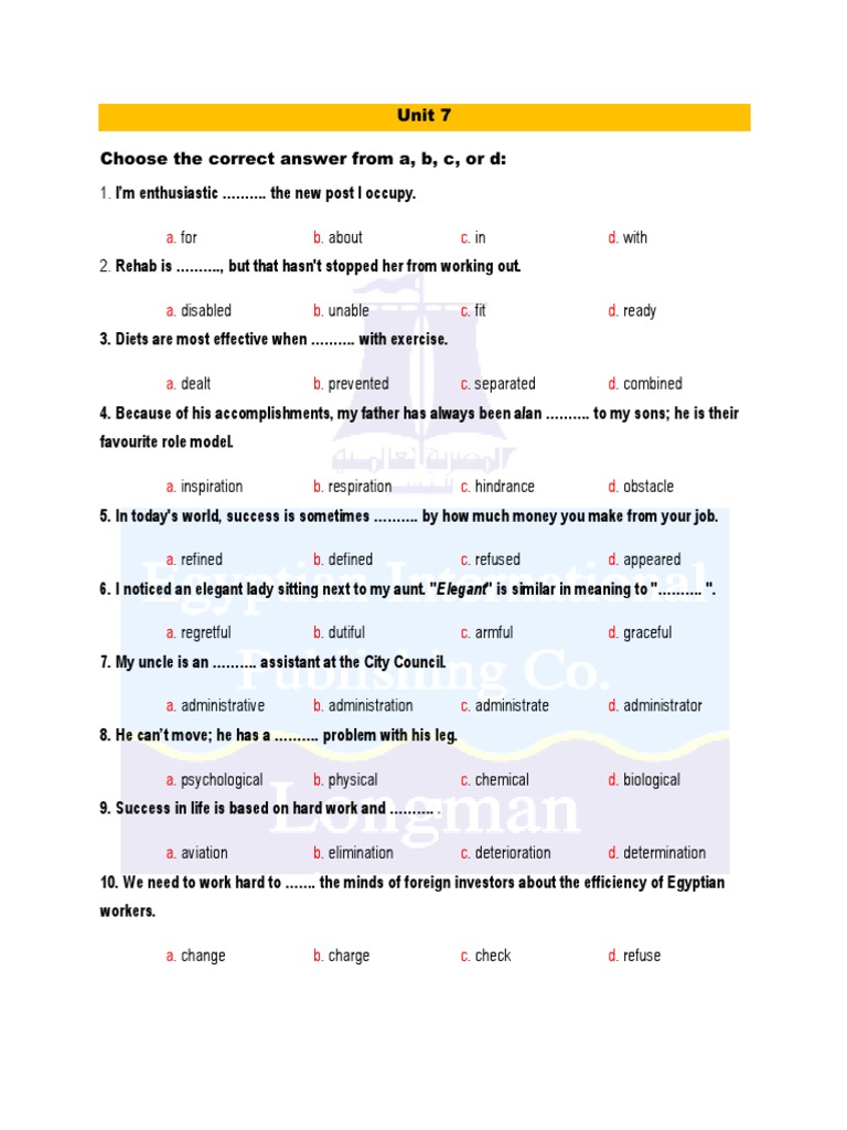 Unit 7 English Exercise Answers | PDF | Sustainability | Sustainable ...