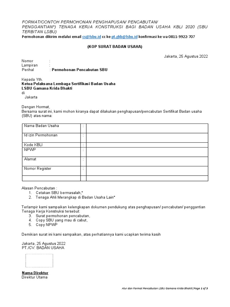 Format Pencabutan Ska SKK | PDF