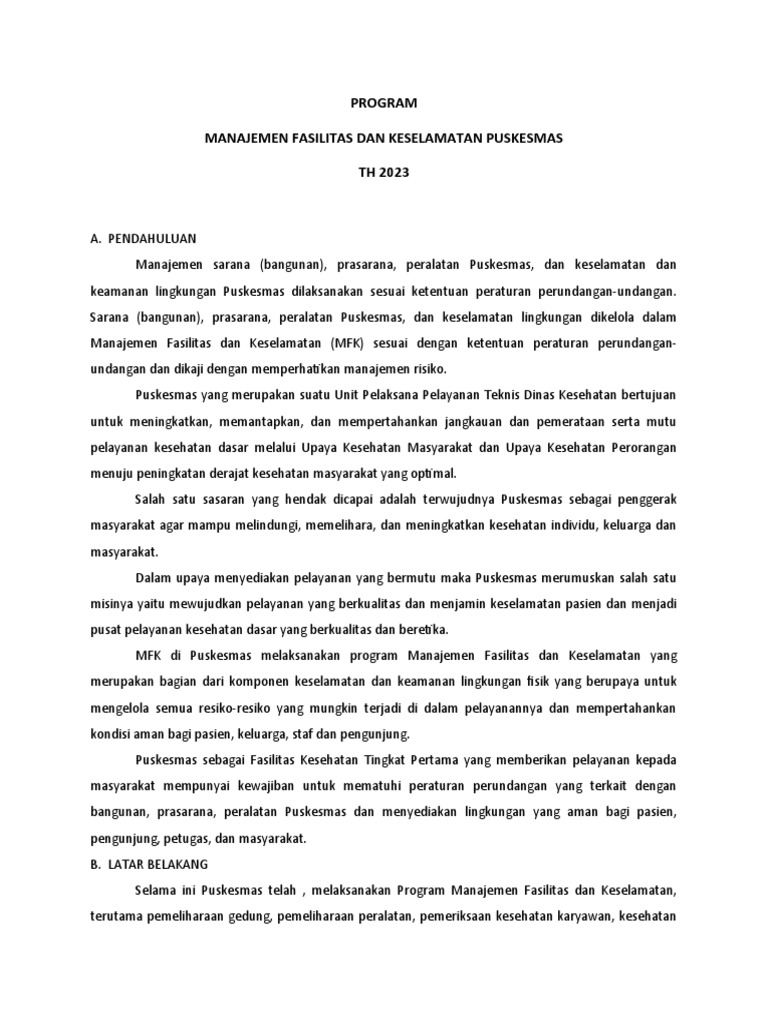 Program MFK Puskesmas | PDF