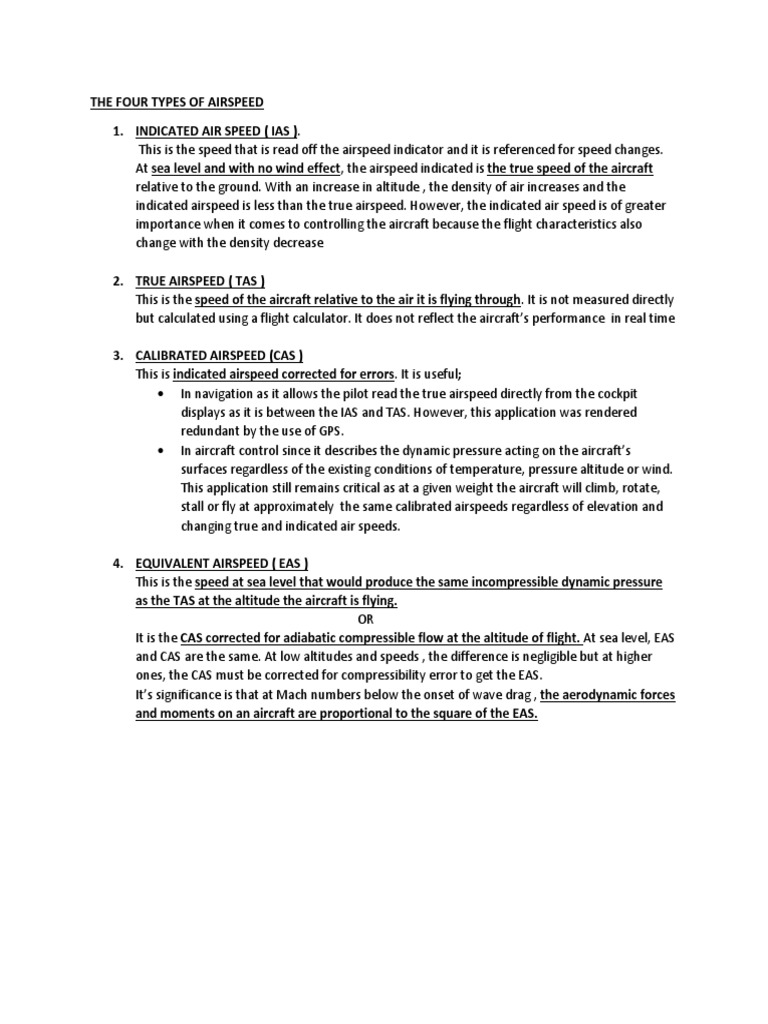 The Four Types of Airspeeds | PDF