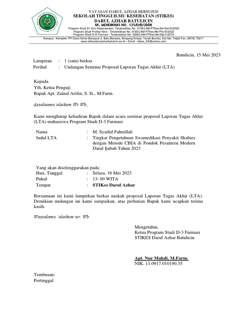 Undangan Seminar Proposal | PDF