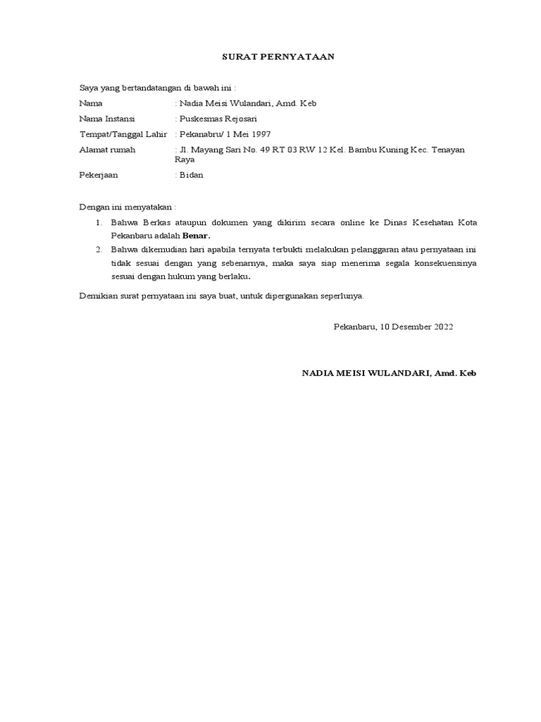 Surat Pernyataan Sipb Pdf