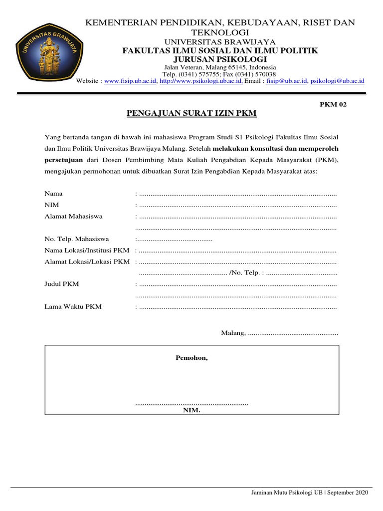 PKM 02 Pengajuan Surat Izin PKM - Update | PDF