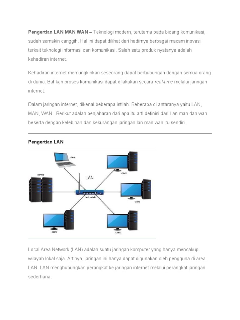 Pengertian dan Fungsi Jaringan LAN, MAN, WAN | PDF