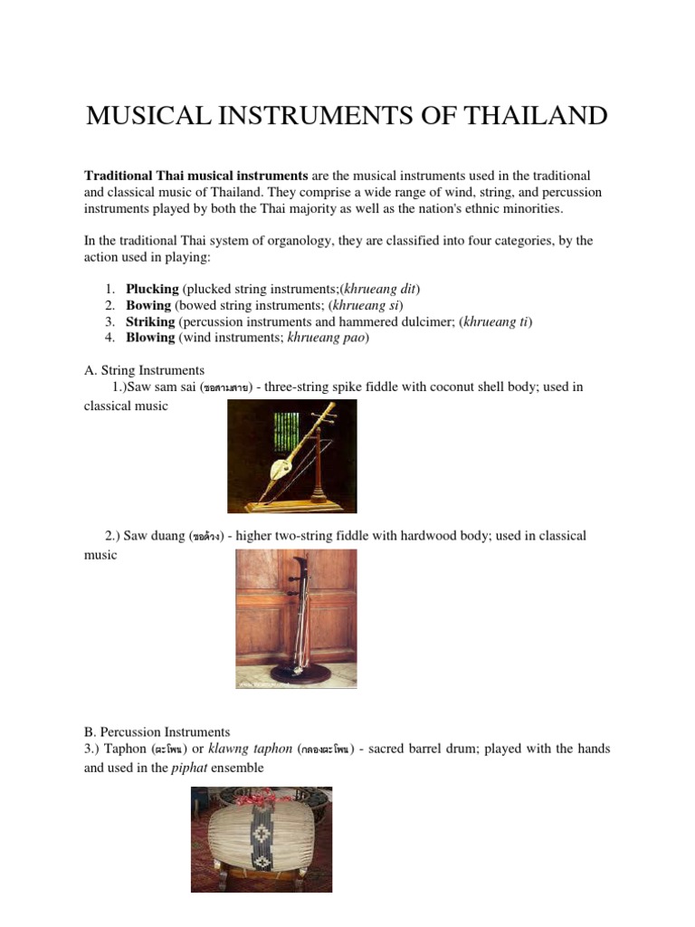 Musical Instruments of Thailand | PDF | Sound | Gaiaphones