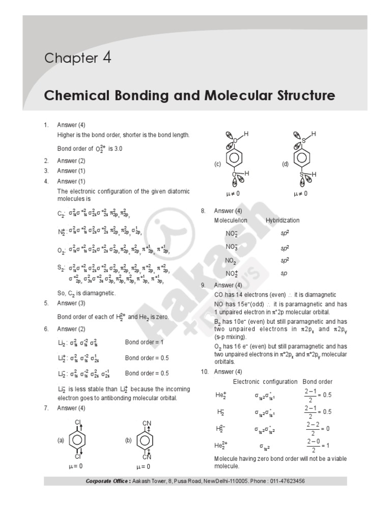 Chemical Bonding and Molecular Structure | PDF | Chemical Polarity ...
