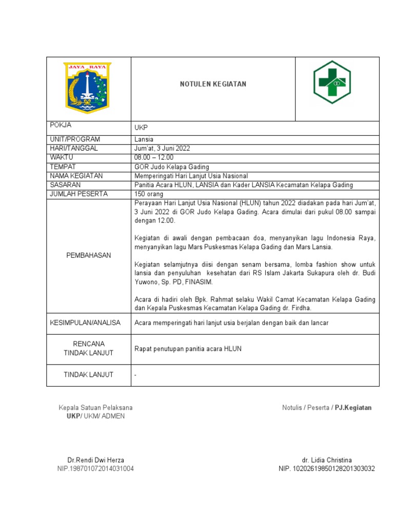 Notulen Hlun | PDF | Kesehatan Holistik