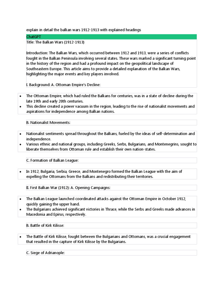 Balkan Wars 1912 | PDF | Balkans | Allies Of World War I