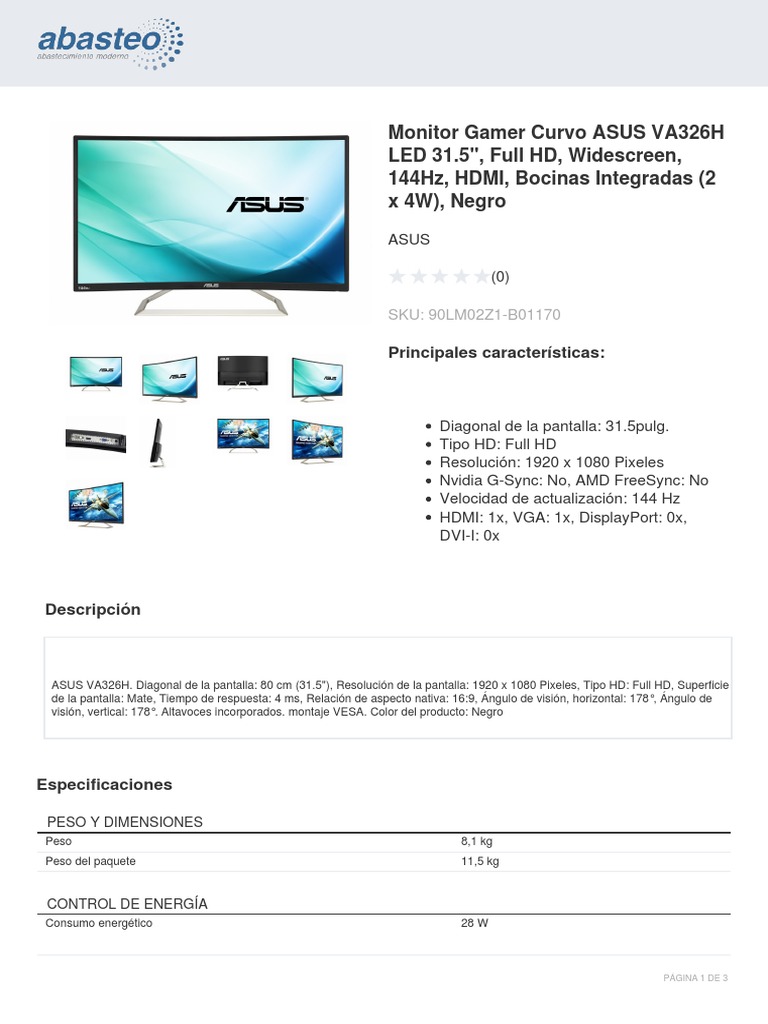Asus Va 326h | PDF | Monitor de computadora | Hardware de la computadora