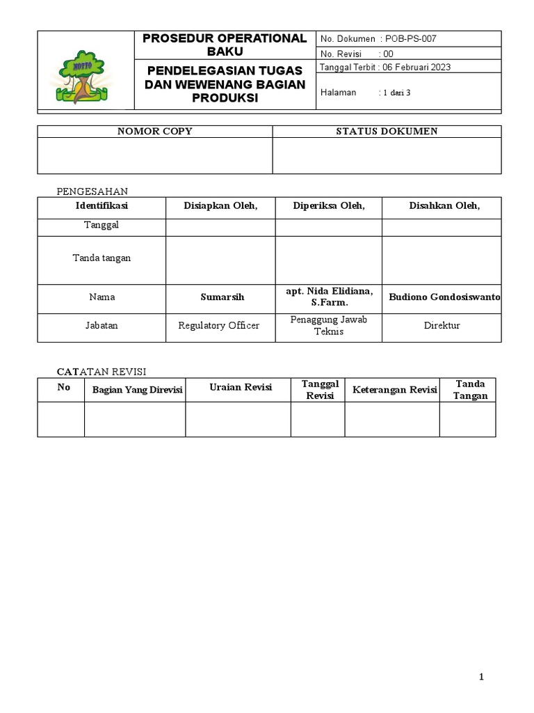 POB - Pendelegasian Produksi | PDF