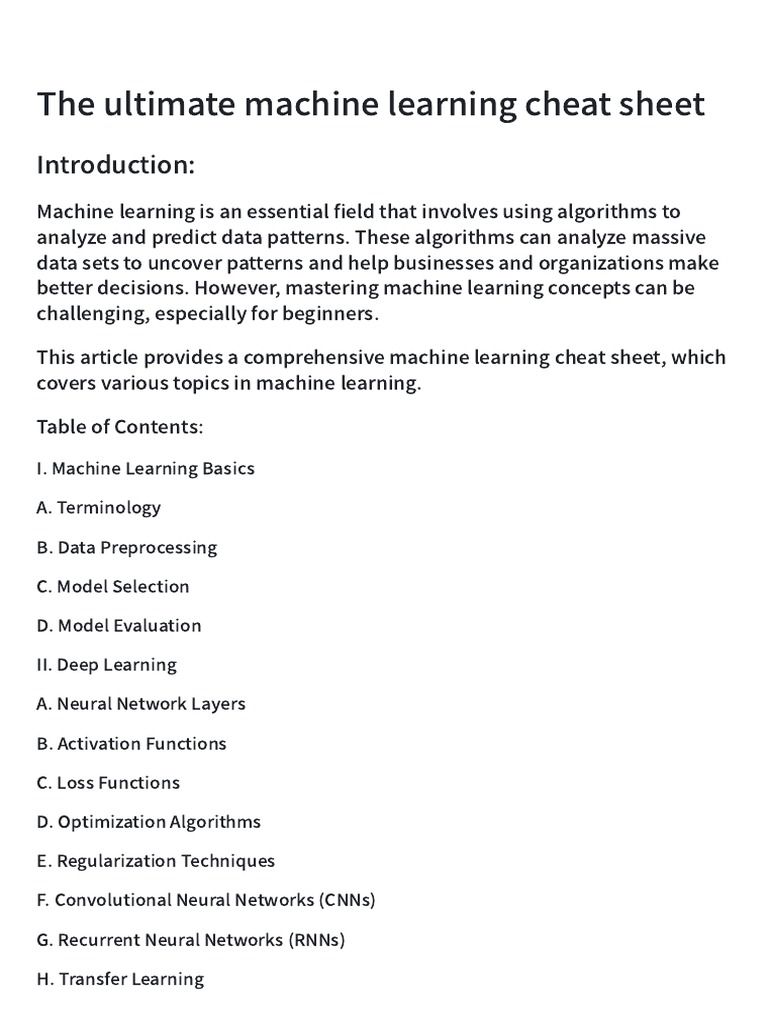 Kenny-230718-The Ultimate Machine Learning Cheat Sheet | PDF | Receiver ...