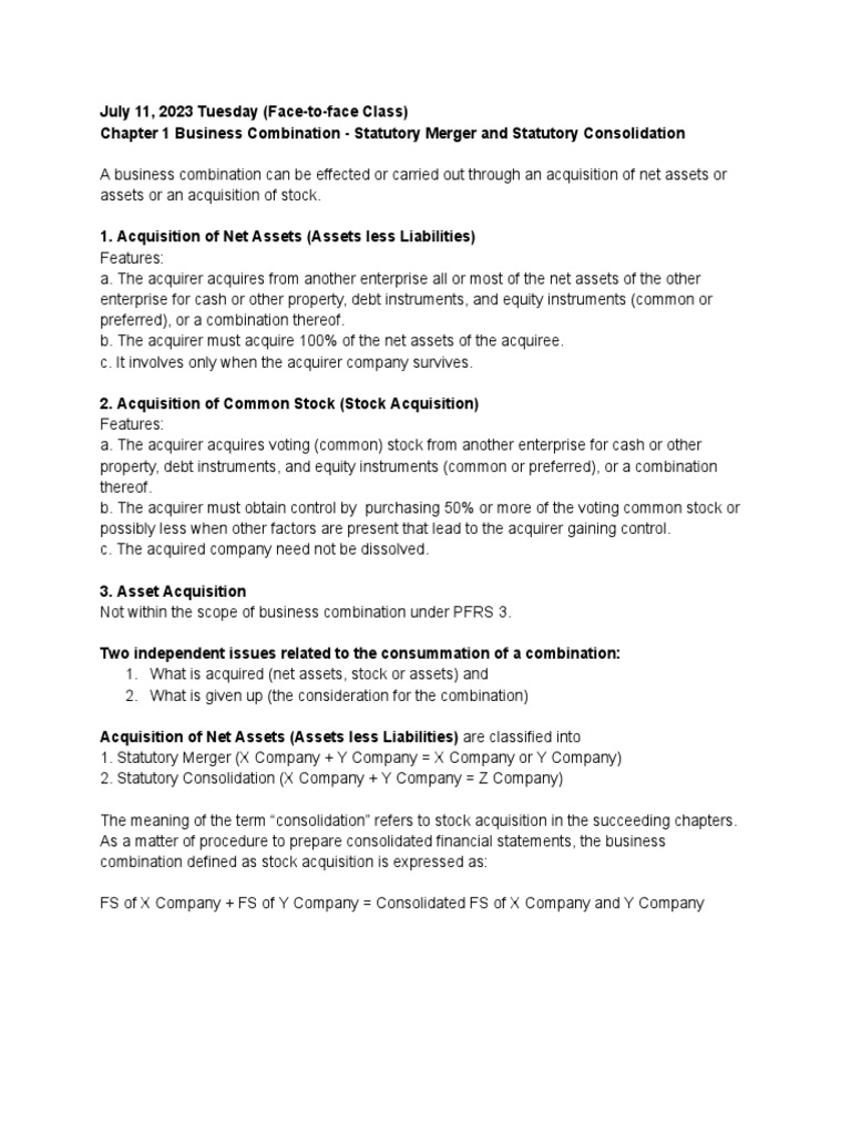 Statutory Merger vs Consolidation Explained | PDF | Mergers And ...