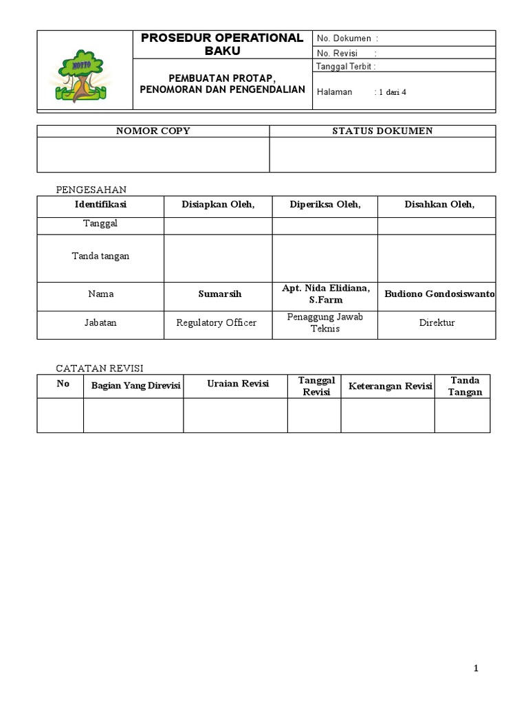 POB - Cara Pembuatan PROTAP PENOMORAN DAN PENGENDALIAN | PDF
