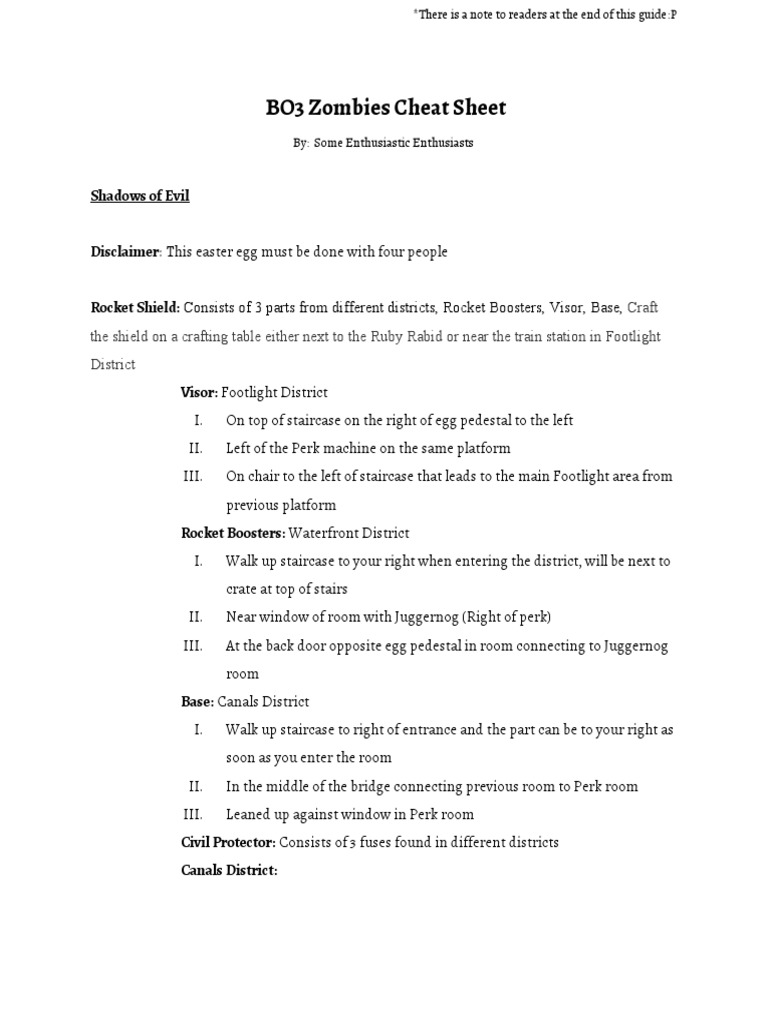 Easter Egg Cheat Sheet | PDF | Bow And Arrow