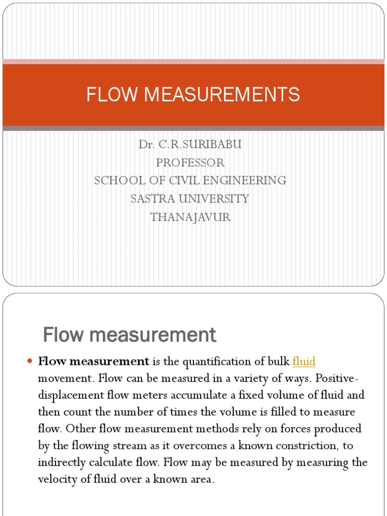 Flow Measurements | PDF | Flow Measurement | Earth Sciences