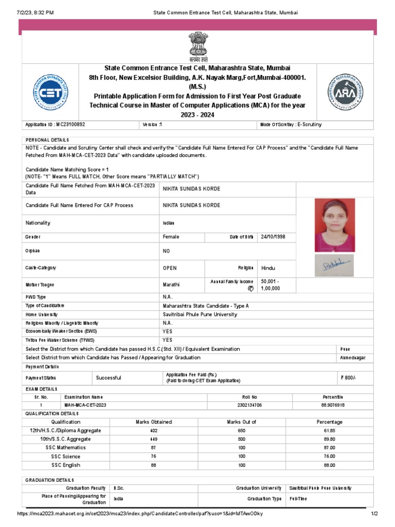 State Common Entrance Test Cell, Maharashtra State, Mumbai | PDF ...