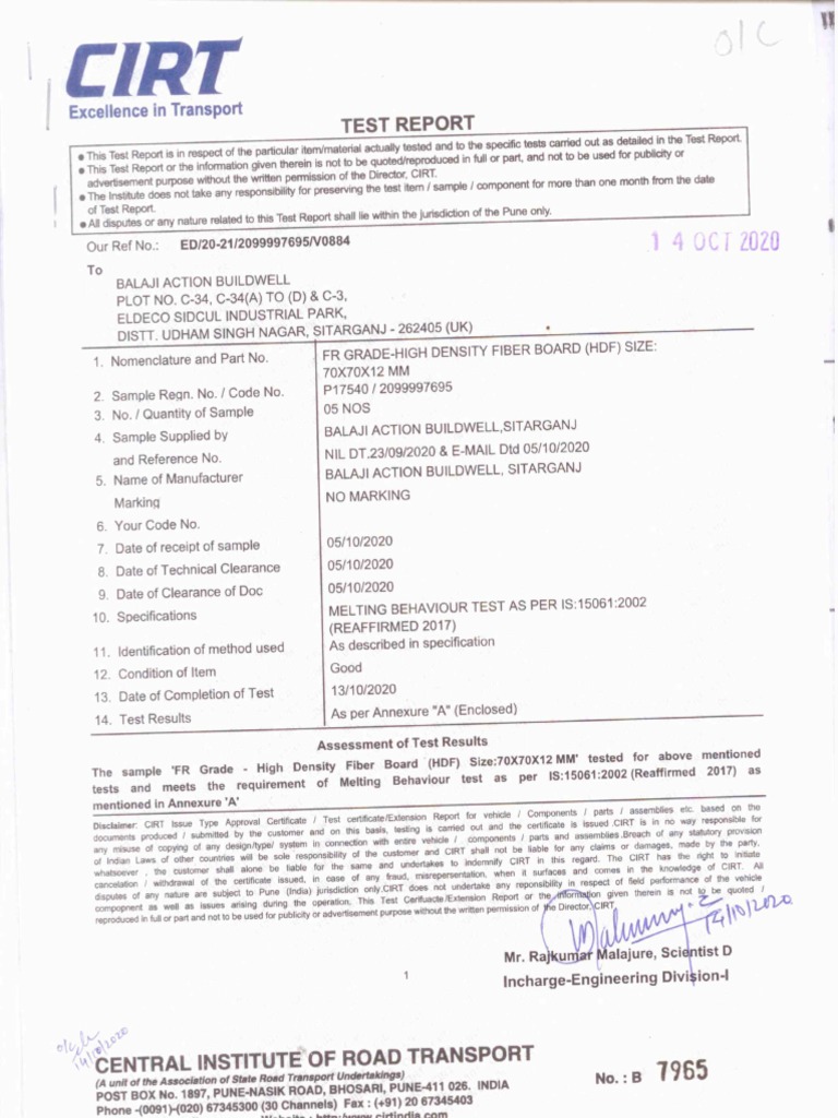 CIRT Report Melting Test | PDF