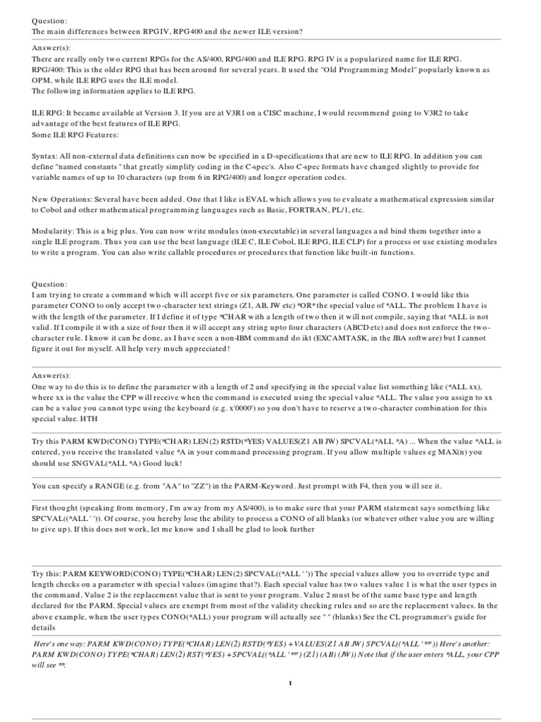 RPG Tips & Tricks | PDF | Ibm Rpg | File Transfer Protocol