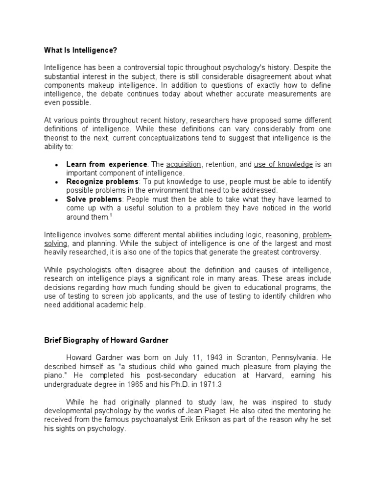 Intelligence & Multiple Intelligences | PDF | Intelligence | Learning