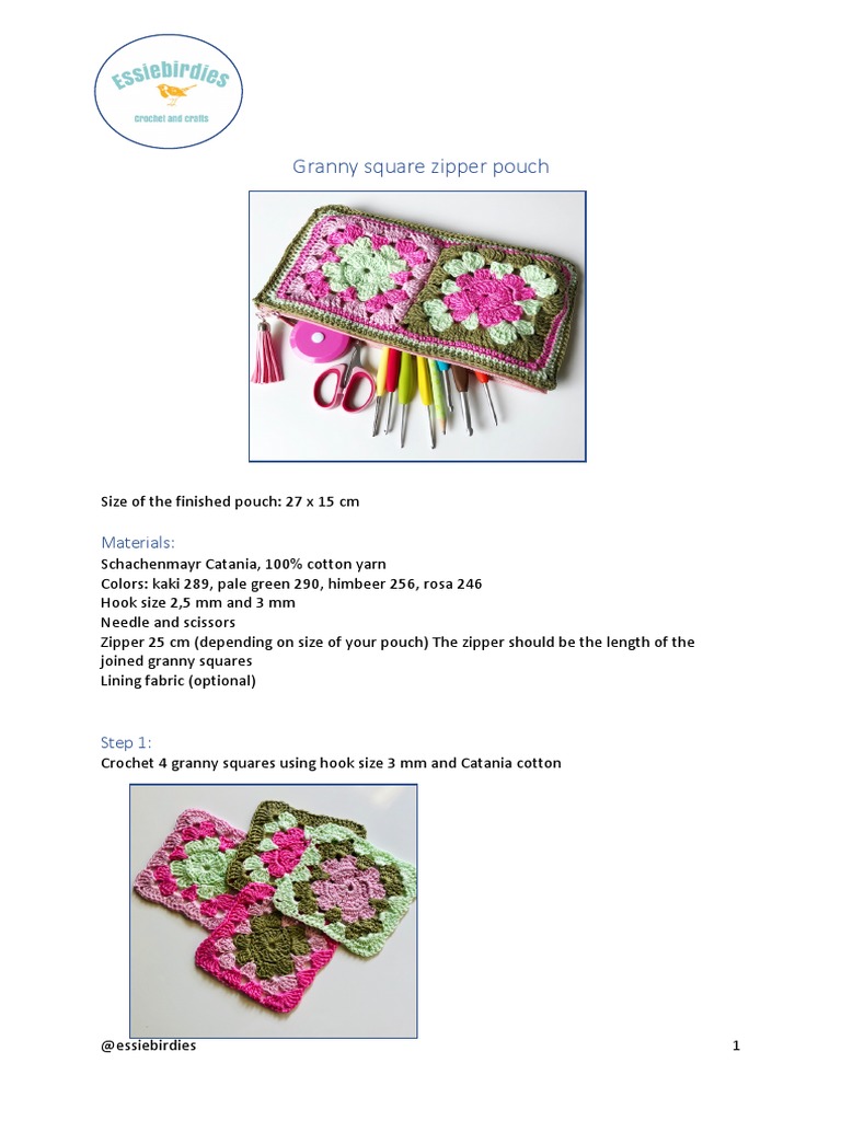 Crochet Granny Square Zipper Pouch | PDF | Crochet | Textile Arts