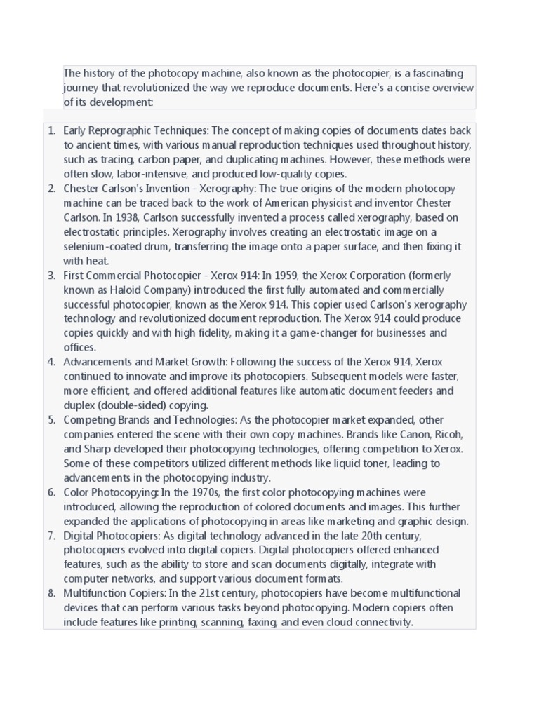 The History of The Photocopy Machine | PDF | Photocopier | Graphic Design