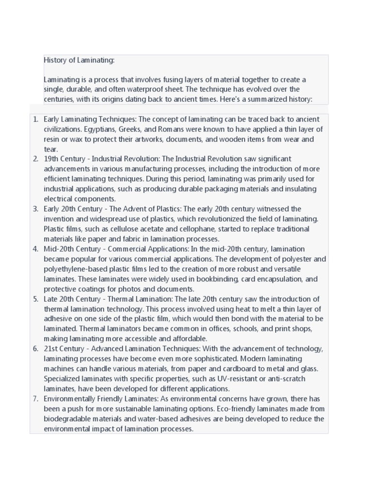 The History of Laminating | PDF | Lamination | Plastic