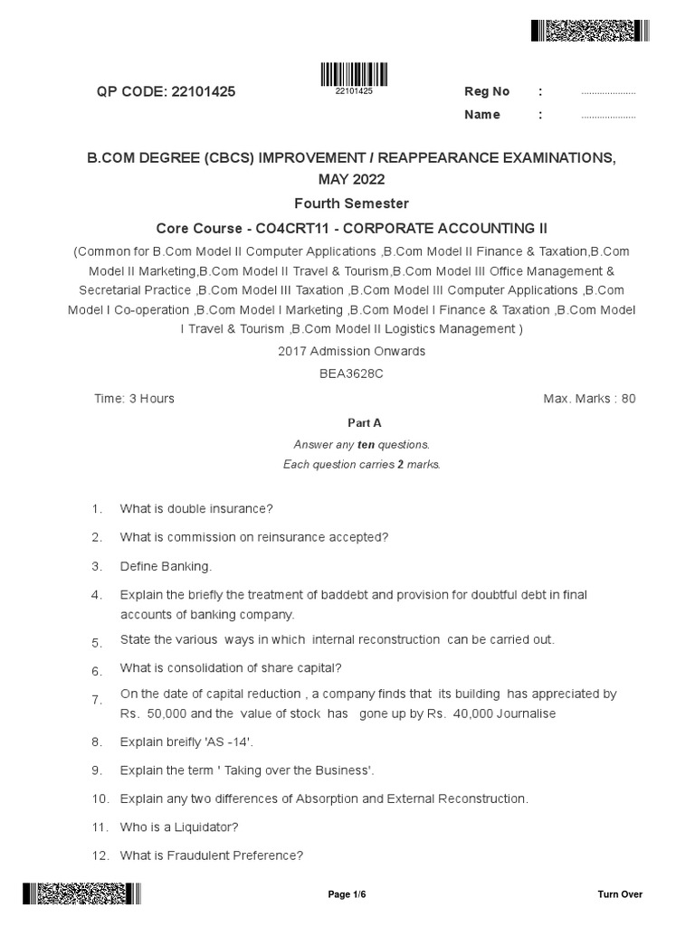 Corporate Accounting Ii Exam Questions Pdf Balance Sheet Insurance
