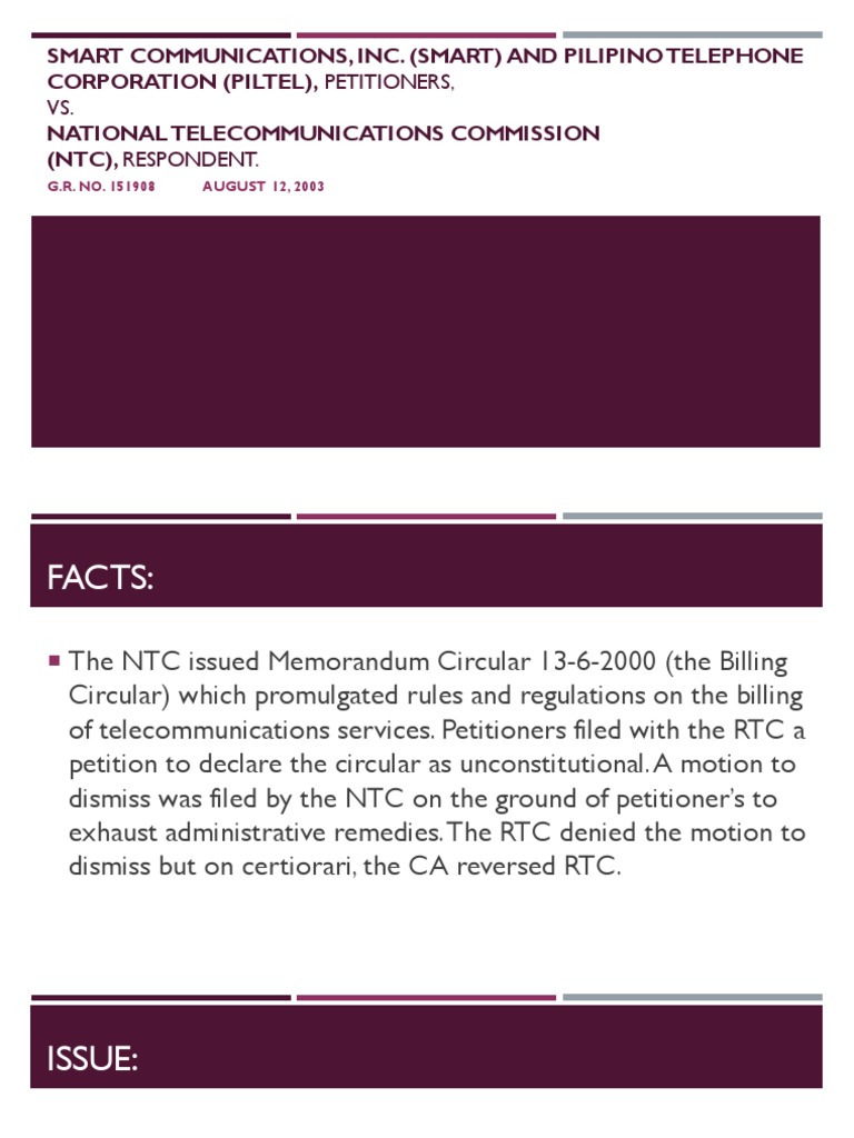 SMART and PILTEL vs. NATIONAL TELECOMMUNICATIONS COMMISSION | PDF | Law