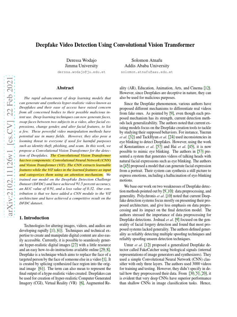 Deepfake Video Detection Using Convolutional Visio | PDF ... Deepfake Video Detection Using Convolutional Visio | PDF ...