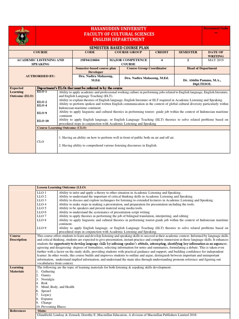 RPS ACADEMIC LISTENING AND SPEAKING (English) | PDF | English As A ...