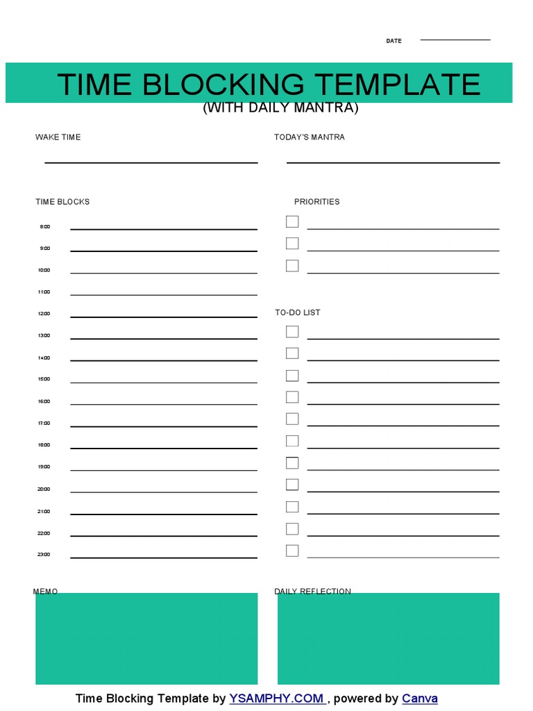 Time Blocking Template 36 | PDF