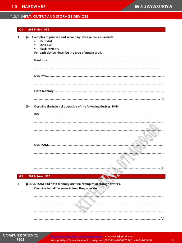 1.3.1 Input, Output and Storage Devices 2 | PDF | Computer Data Storage | Input/Output