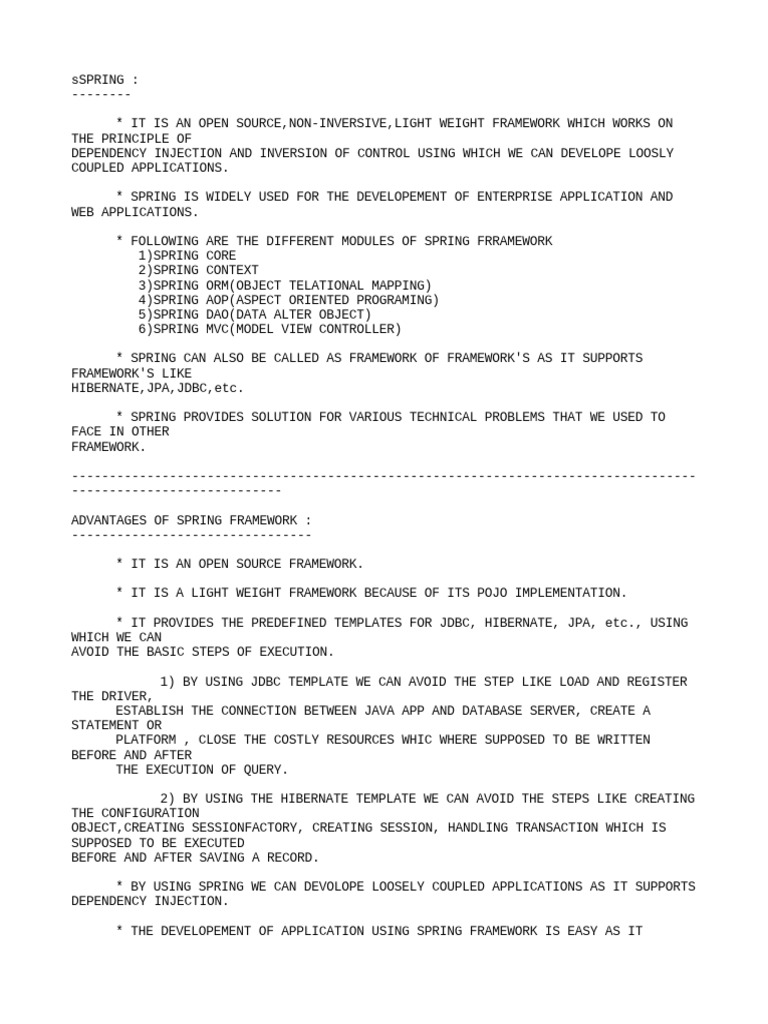Spring Pdf Spring Framework Object Oriented Programming