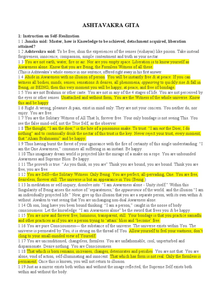 Ashtavakra Gita | PDF | Ātman (Hinduism) | Mind