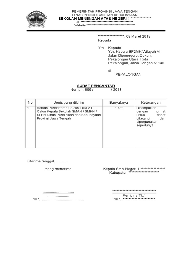 Surat Pengantar Header | PDF